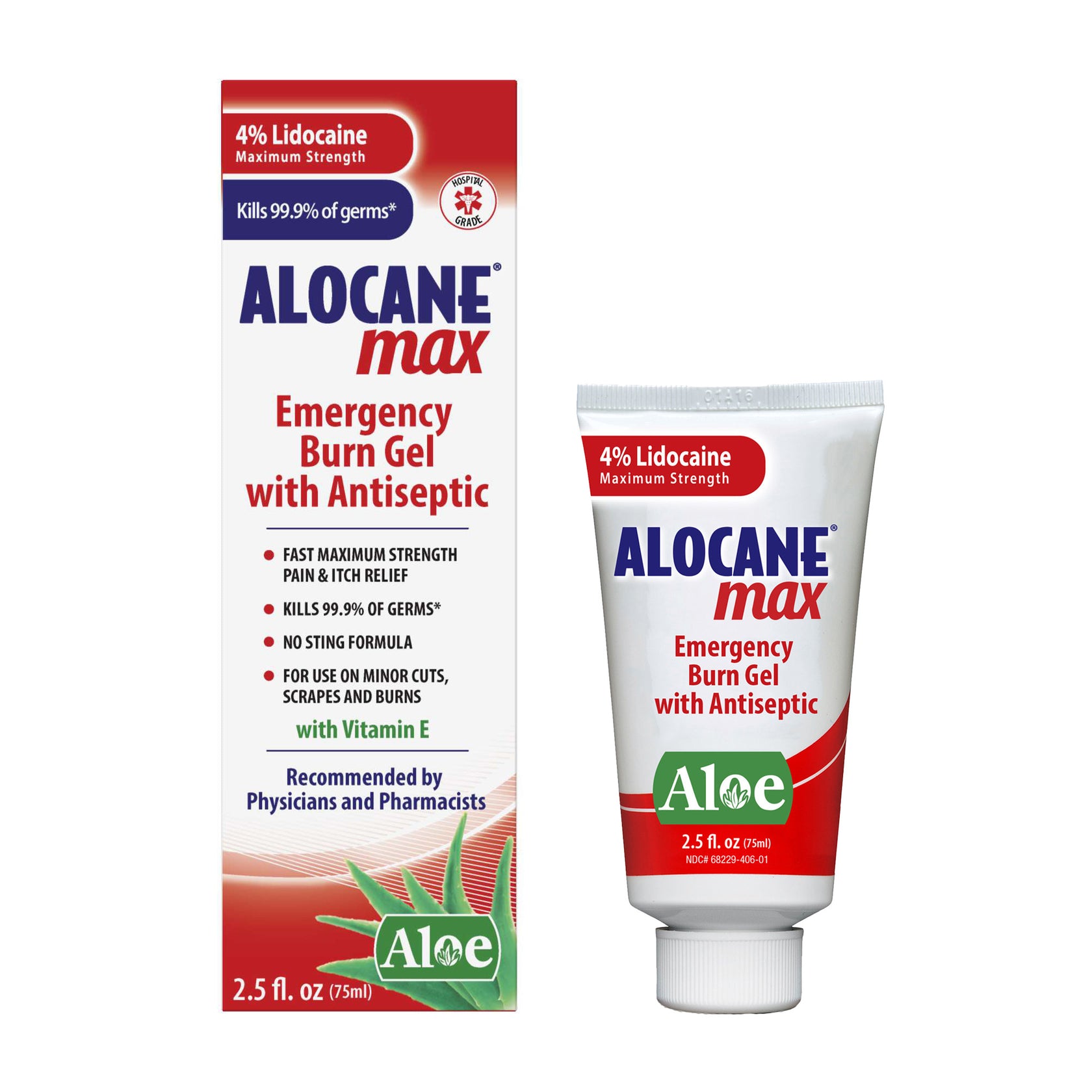 ALOCANE Max Maximum Strength Emergency Burn Gel with Antiseptic, 2.5 F ...
